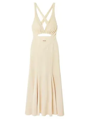 Rabanne Cutout Crepe Midi Dress - Neutrals