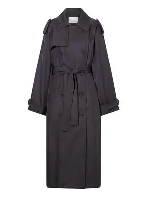 THE FRANKIE SHOP Veyron Double-breasted Belted Twill Trench Coat - Blue