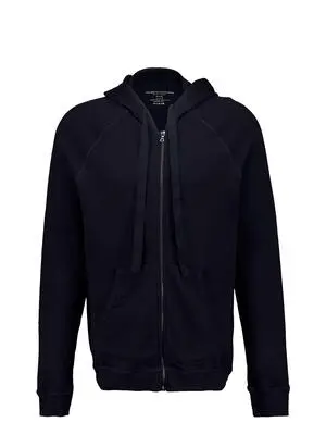 Majestic Filatures Marine Organic Cotton Zipped Hooded Sweatshirt - Blue