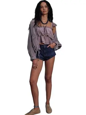 Free People We The Free Maybel High-rise Micro Denim Shorts - Low Tide