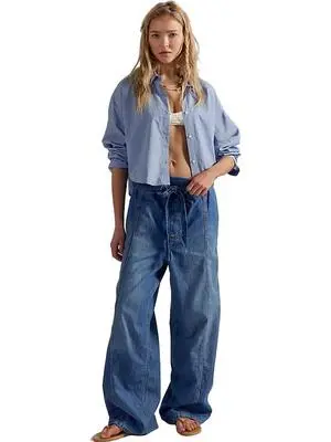 Free People On The Dock Fisherman Pull-on Jeans - Blue Current