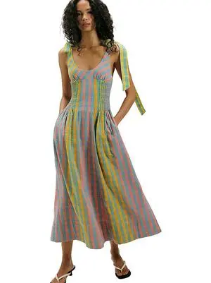 Free People Sunray Midi Dress - Sunshine Combo