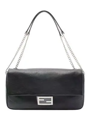 Fendi 2000-2010 Large Leather Chain Baguette - Black