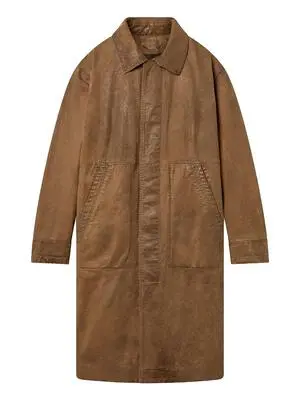 GOLDEN GOOSE Waxed Twill Trench Coat - Brown