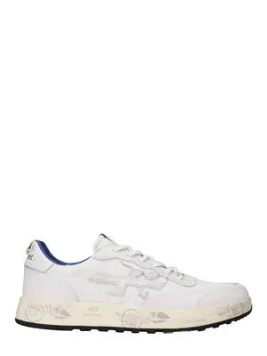 Premiata Premiata Leather And Canvas Lace-Up Sneakers Bianco