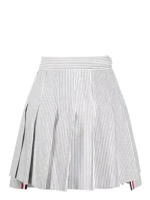 Thom Browne Pinstriped Pleated Mini Skirt - Grey