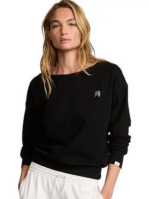 Victoria's Secret Angel Essentials Off-duty Terry Boatneck Sweatshirt - Black