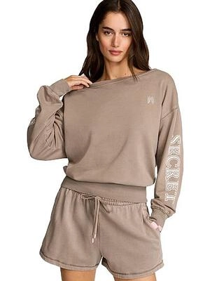 Victoria's Secret Angel Essentials Off-Duty Terry Boatneck Sweatshirt Grey