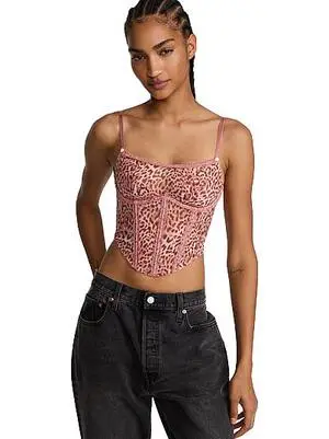 Victoria's Secret Dream Angels Sweet Leopard Mesh Corset Top - Print