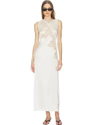 SRG Briar Silk Maxi Dress With Lace Trim - Ivory
