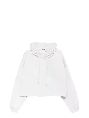 GOLDEN GOOSE Embellished Distressed Cropped Hoodie - Grey