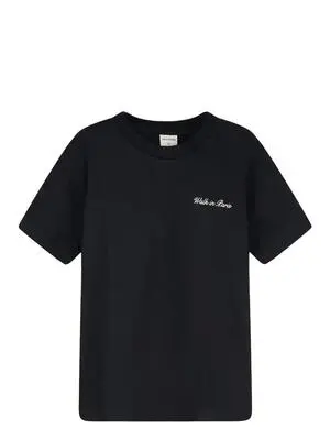 WALK IN PARIS Logo-embroidered Round-neck T-shirt - Black