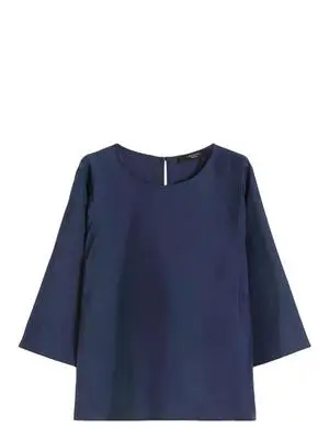 Max Mara Boat-neck Silk Top - Blue