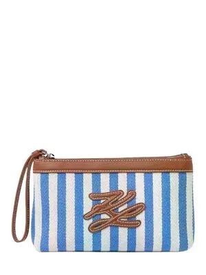 Karl Lagerfeld Stripe Autograph Pouch - Blue