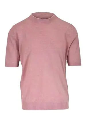 Eleventy Eleventy Rose Pink Knitted Short Sleeve T-Shirt Pink
