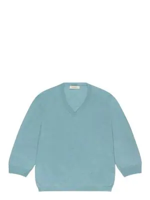 SLOWEAR V-neck Knitted T-shirt - Blue