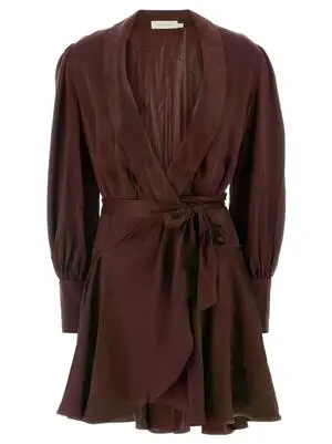 Zimmermann Ruffled Silk Mini Dress - Brown