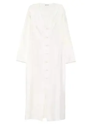 RÓHE Button V-neck Midi Dress - Neutrals