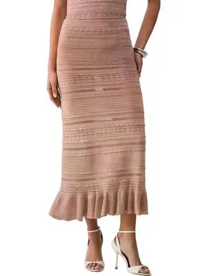Liu Jo Openwork Knit Midi Skirt - Neutrals