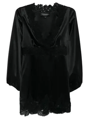 Cynthia Rowley Satin Lace Mini Dress - Black