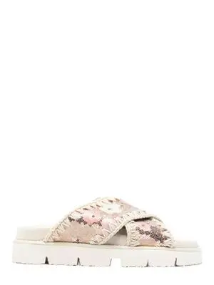 Mou Sequin-embellished Sandals - Neutrals