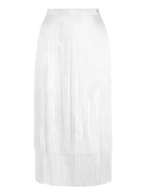 Elisabetta Franchi Grosgrain Fringe Skirt - White