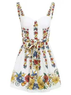 Farm Rio Floral-print Mini Dress - White