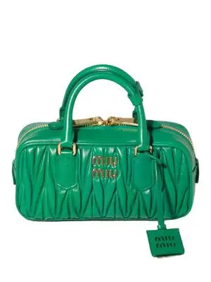 Miu Miu Arcadie Matelassé Nappa Leather Top Handle Bag - Green