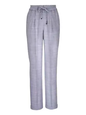 Kiton Plaid Drawstring Trousers - Grey