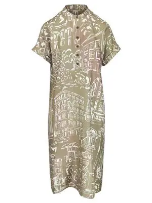 Lafayette 148 New York Printed Short-sleeve Dress - Green