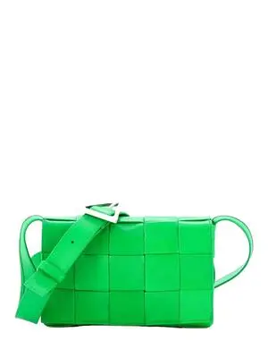 Bottega Veneta Cassette Maxi Intrecciato Leather Small Crossbody Bag - Green