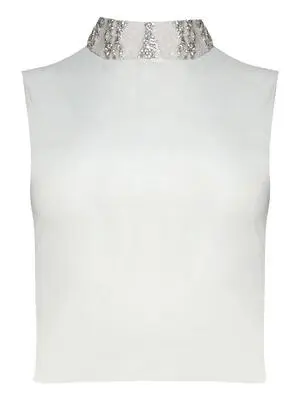 GRACE FAENA Fitted Tank Top With Beaded Collar