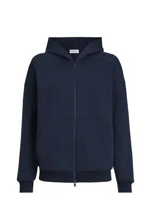 Brunello Cucinelli Stretch-Cotton Hoodie Blue