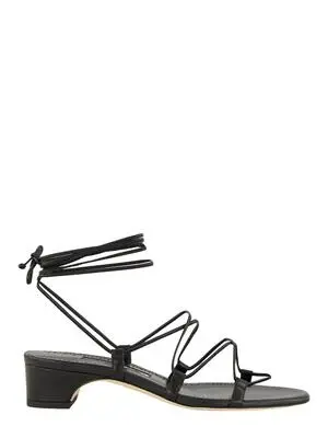 Manolo Blahnik Dellasan Nappa Leather Sandals - Black