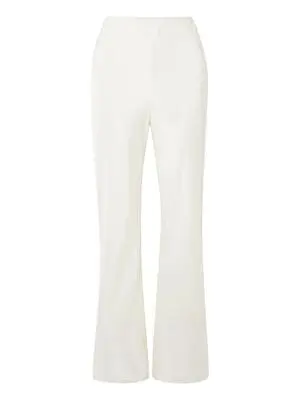 Posse Cove Stretch-Silk Straight-Leg Trousers Cream