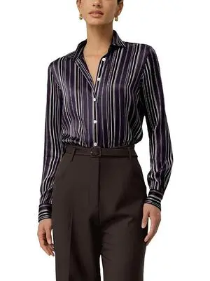 Lilysilk Striped Silk Shirt - Amethyst