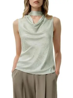 Lilysilk Jacquard Silk Tank - Jade Green