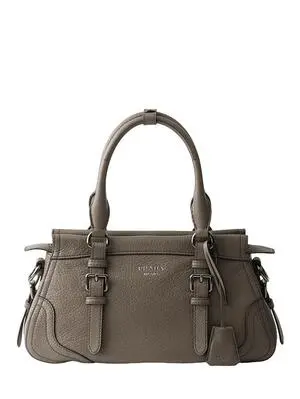 Prada Leather Tote Bag - Grey