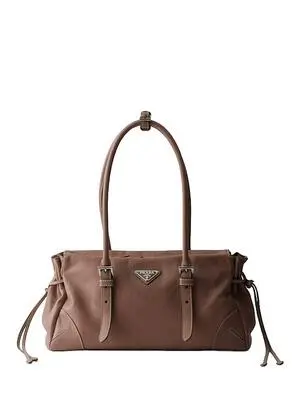 Prada Prada Bonnie Medium Antiqued Leather Tote Bag Brown Overflow