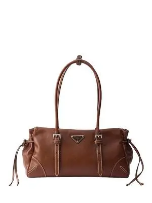 Prada Bonnie Medium Antiqued Leather Tote Bag - Brown