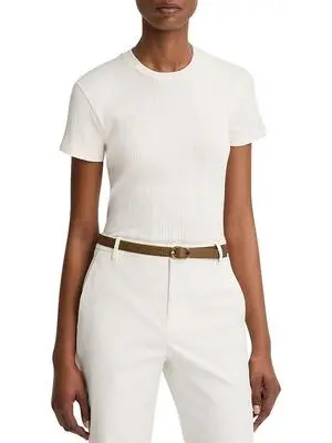 Vince Ribbed Knit Top - Bone
