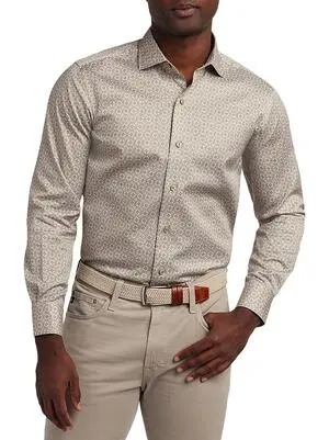 David Donahue Geometric Print Shirt - Dune