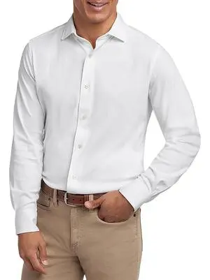 David Donahue Cotton Knit Shirt - White