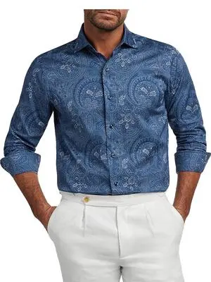 David Donahue Paisley Print Shirt - Navy