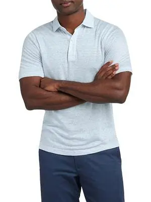 David Donahue Weekender Linen Polo Shirt - Sky