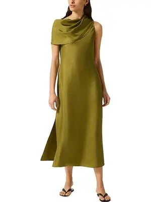 ARGENT Silk Funnel Neck Dress - Pickle