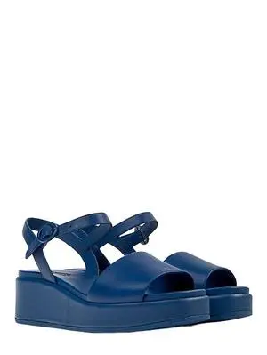 Camper Misia Leather Flatform Sandals Blue