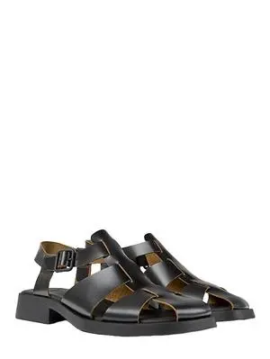 Camper Dana Leather Fisherman Sandal Black