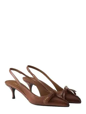 Prada Leather Slingback Pumps Brown