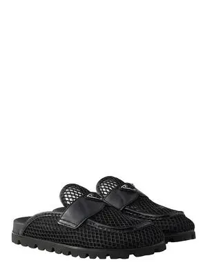 Prada Mesh Fabric Mules - Black